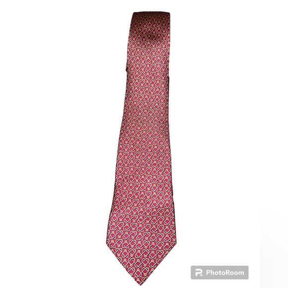 Hermes | Accessories | Hermes Tie Red Gold Chain Pattern | Poshmark
